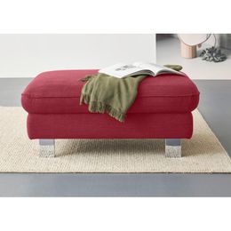 COTTA Hocker &raquo;Driver&laquo; mit edlen Metallf&uuml;&szlig;en rot 100% Polyester B/H/T: 101cm x 46cm x 65cm, Flachgewebe LEINENOPTIK