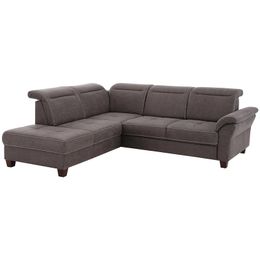 OTTO home Ecksofa &raquo;Solvei L-Form&laquo; wahlweise auch mit Kopfteilverstellung und Schlaffunktion, Federkern grau Luxus-Microfaser Lederoptik (100% 
