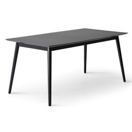 Esstisch &raquo;Meza Designtisch mit Auszugsfunktion und 2 Einlegeplatten&laquo; bootsf&ouml;rmige Tischplatte MDF, Massivholzgestell, in zwei Breiten schwarz 