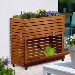 Dobar Hochbeet &raquo;"Rolla" Gr. XL, Braun&laquo; ca. 92 x 32,5 x 78 cm (L x B x H) gro&szlig; und ca. 14,6 kg Massivholz B/H/T: 92cm x 78cm x 32,5cm