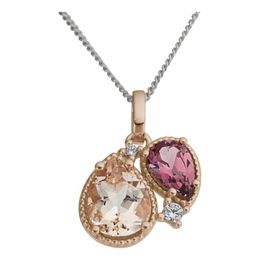 Firetti Damen Kettenanh&auml;nger &raquo;Schmuck Geschenk Gold 333 Halsschmuck Anh&auml;nger Tropfen&laquo; mit Morganit, Rhodolith - mit Brillanten rosa 0,04 P2 = 