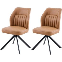 Hela 4-Fu&szlig;stuhl &raquo;PRIZZI&laquo; (Set) 2 Stk.4-Fu&szlig;, 360&deg; drehbar, Gestell oval, gepolstert, Lederoptik Metall, Polyester, Stoff B/H/T: 51cm x 92cm x 64cm, 2 