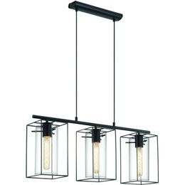 Eglo H&auml;ngeleuchte &raquo;LONCINO Pendellampe - Stahl - E27 - 3X60W - IP20&laquo; E27 1 Stk. H&auml;ngelampe, Deckenlampe, Wohnzimmer, Esszimmer, L74,5 x B15 x H110 cm 