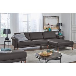 Creation BY ROLF BENZ Ecksofa &raquo;CR.450, Designecksofa, L-Form&laquo; Armlehne Schnecke modern Landhaus, Breite 262 cm, Fu&szlig; Nussbaum braun NaturLEDER OSKAR (