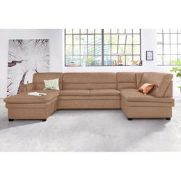 Sit & More sit&more Wohnlandschaft &raquo;Pisa U-Form&laquo; mit Federkern, wahlweise mit Schlaffunktion braun Flachgewebe (100% Polyester);Luxus-Microfaser1 (100% Polyester