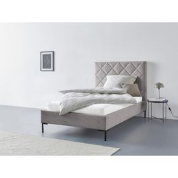 Home Affaire Polsterbett &raquo;Charlott&laquo; Modernes Polsterbett mit oder ohne Lattenrost grau L&auml;nge B: 215cm x 154cm, Strukturstoff Lattenrost, H&ouml;he Bett: 