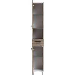 Badm&ouml;bel-Set &raquo;7-teilig, mit Spiegelschrank&laquo; Set, 7 Stk. tlg. braun B/H/T: 185cmcm x 200cmcm x 33cmcm