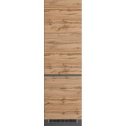 KOCHSTATION K&uuml;hlumbauschrank &raquo;KS-Riesa&laquo; Breite 60 cm, MDF-Fronten braun Holzwerkstoff grafitgrau, B/H/T: 60cm x 200cm x 60cm