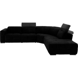 Egoitaliano Ecksofa &raquo;Sauvanne, Designsofa der Extraklasse, elegant und bequem, L-Form&laquo; wahlweise mit elektrischer Relaxfunktion, Kopfteilverstellung schwarz Leder