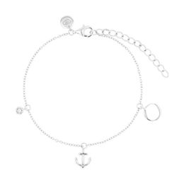 Tom Tailor Damen Tom Tailor Silberarmband &raquo;Anker&laquo; mit Zirkonia (synth.) silber 20cm, Silber 925 (Sterlingsilber)