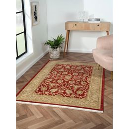 MyFlair Teppich &raquo;Maryam 1, LAGERR&Auml;UMUNG&laquo; rechteckig 7,5 mm H&ouml;he Kurzflor, Orient Optik, edler Glanz, mit Fransen, besonders weich rot Polypropylen (PP) B : 