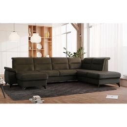 Sit & More sit&more Wohnlandschaft &raquo;Astoria U-Form&laquo; wahlweise mit motorischer Relaxfunktion gr&uuml;n 100% Polyester B/H/T: 329cm x 91cm x 225cm, Luxus-Microfaser in 