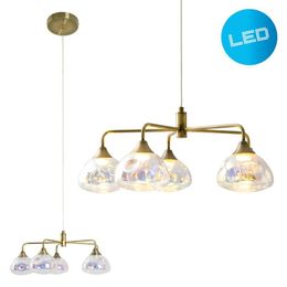 N&auml;ve n&auml;ve LED Pendelleuchte &raquo;Varna&laquo; LED-Modul 1 Stk. Warmwei&szlig; 5 flg., irisierende Gl&auml;ser, Gestell messingfarben, warmwei&szlig;es Licht braun 5, &Oslash; 50cm H: 120cm,