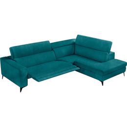 Egoitaliano Ecksofa &raquo;Edith, Designsofa mit hohem Sitzkomfort, Breite 269cm, L-Form&laquo; inkl. elektrischer Relaxfunktion und manuell verstellbaren Kopfteilen blau B/H