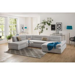 Home Affaire Wohnlandschaft &raquo;Avesa U-Form&laquo; Wahlweise mit Armteilverstellung und Bettfunktion, B/T/H: 355/216/80cm grau 95% Polyester, 5% Polyacryl B/H