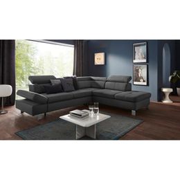 exxpo - sofa fashion Ecksofa &raquo;Fiji, L-Form&laquo; mit Kopf- bzw. R&uuml;ckenverstellung, wahlweise mit Bettfunktion grau Luxus-Kunstleder;Webstoff (100% 
