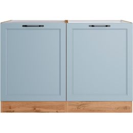 KOCHSTATION Sp&uuml;lenschrank &raquo;KS-Lana&laquo; Breite 120 cm blau Holzwerkstoff, MDF wotaneiche, B/H/T: 120cm x 82cm x 60cm, T&uuml;ren: 2 Stk.