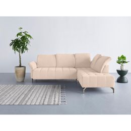 OTTO home Ecksofa &raquo;Fresh L-Form&laquo; Federkern, wahlweise Kopfteilverstellung und motorischer Vorziehsitz beige 100% Polyester B/H/T: 260cm x 79cm x 220cm