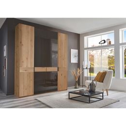 Wiemann Kleiderschrank &raquo;Cardiff&laquo; inkl. T&uuml;rd&auml;mpfung braun Floatglas, Hartfaserplatte, Holzwerkstoff, Massivholz Bianco-Eiche-Nachbildung, B/H/T: 