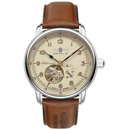 Zeppelin Herren Zeppelin Automatikuhr &raquo;M&eacute;diterran&eacute;e&laquo; Mechanische Uhr, Armbanduhr, Herrenuhr, offene Unruh, Made in Germany braun Einheitsgr&ouml;&szlig;e
