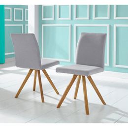 Home Affaire Schalenstuhl &raquo;Rio&laquo; (Set) 2 Stk.Bezug in Kunstleder oder Strukturstoff und das Gestell ist Eiche ge&ouml;lt grau Polyester B/H/T: 46cm x 91cm x