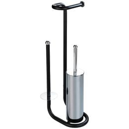 Wenko WC-Garnitur &raquo;Universalo&laquo; aus Metall integrierter Toilettenpapierhalter und WC-B&uuml;rstenhalter schwarz Metall Einheitsgr&ouml;&szlig;e