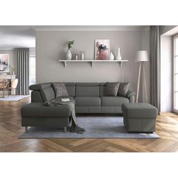 Sit & More sit&more Ecksofa &raquo;Freetown L-Form&laquo; inklusive Kopfteilverstellung und komfortablem Federkern grau B/H/T: 252cm x 84cm x 216cm, Luxus-Microfaser ALTARA 