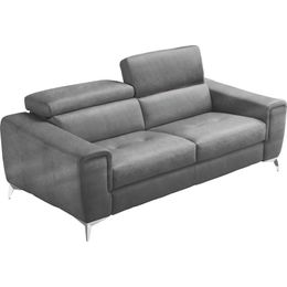 Egoitaliano 2,5-Sitzer &raquo;Francine, Designsofa, Loungesofa, Breite 213 cm, Fu&szlig;farbe chrom&laquo; Designfu&szlig;, Luxus-Microfaser Lederoptik, smoke grau Luxus-Micofaser 