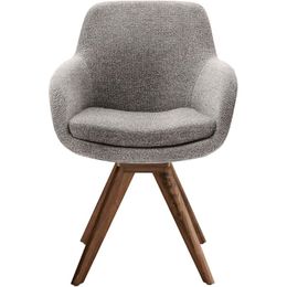 Musterring Esszimmerstuhl &raquo;Tavia&laquo; (Set) 2 Stk.Stativgestell Wildnussbaum, Drehfunktion optional, diverse Farben grau B/H/T: 62cm x 86cm x 66cm, 2 Stk., Chenille,
