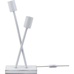 Paco Home Tischleuchte &raquo;IKS&laquo; E27 Stehlampe LED Lampe Wohnzimmer Vintage Retro Industrial Design E27 wei&szlig; 2, H: 41cm