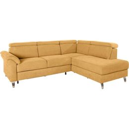 Sit & More sit&more Ecksofa &raquo;Arngast L-Form&laquo; inklusive Kopfteilverstellung und Federkern gelb B/H/T: 245cm x 84cm x 194cm, Struktur weich, Ottomane rechts,mit 