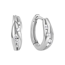 Firetti Damen Paar Creolen &raquo;Schmuck Geschenk Silber 925 Ohrschmuck Ohrringe&laquo; mit Zirkonia (synth.) silber 14mm, Silber 925 (Sterlingsilber)