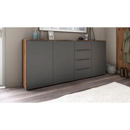borchardt M&ouml;bel borchardt M&ouml;bel Highboard &raquo;Tom&laquo; Breite 200 cm grau Holzwerkstoff B/H/T: 200cm x 93cm x 35cm