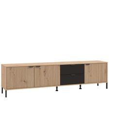 Home Affaire Lowboard &raquo;Mayenne TV-Lowbord, Breite 208 cm&laquo; Kommode mit 3 T&uuml;ren mit Rillen-Optik, 2 Schubk&auml;sten braun B/H/T: 208cm x 54,5cm x 40cm, 