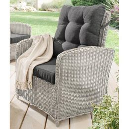 Destiny Loungesessel &raquo;MERANO&laquo; Aluminium, Polyrattan, inkl. Auflagen, mit R&uuml;ckteilverstellung wei&szlig; Obermaterial: 100% Polyester. F&uuml;llung: 100% Polyurethan B/H/