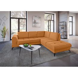 Sit & More sit&more Ecksofa &raquo;Bendigo L-Form&laquo; inklusive Sitztiefenverstellung, Bodenfreiheit 12 cm, in 2 Fu&szlig;farben gelb B/H/T: 258cm x 84cm x 226cm, NaturLEDER , 