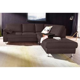 Sit & More sit&more Ecksofa &raquo;Belfort L-Form&laquo; wahlweise mit Vorziehsitz und Bettkasten braun Flachgewebe (100% Polyester);Luxus-Microfaser ALTARA NUBUCK (100% 