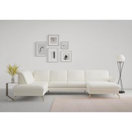 Sit & More sit&more Wohnlandschaft &raquo;Fashion U-Form&laquo; wahlweise mit Kopfteilverstellung, Vorziehsitz, motorisch, Nickelf&uuml;&szlig;e beige B/H/T: 338cm x 84cm x 207cm, Soft