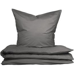 uncover by Schiesser Bettw&auml;sche &raquo;Soho aus weicher Baumwolle in gedeckten Uni-Farben&laquo; 2 Stk. Made in Green grau Renforc&eacute;, Obermaterial: 100% Baumwolle 