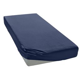 Elegante Spannbettlaken &raquo;Mako-Jersey&laquo; in hochwertiger Qualit&auml;t mit Elasthan-Anteil blau Mako-Jersey, Obermaterial: 97% Baumwolle, 3% Elasthan 1 Stk., Mako-