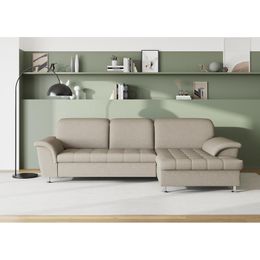 DOMO collection Ecksofa &raquo;FRANZI 278x170x81 cm, Steppung im Sitzbereich, L-Form&laquo; wahlweise mit Bettfunktion, Bettkasten und Kopfteilverstellung braun 