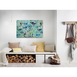 A.S. Cr&eacute;ation Leinwandbild &raquo;mosaic birds 3&laquo; Kunst V&ouml;gel 1 Stk. tlg. Mosaik Keilrahmen Floral Blumen V&ouml;gel Leinwand-Bild Wohnzimmer modern bunt Holz, Stahl B/H/T: 