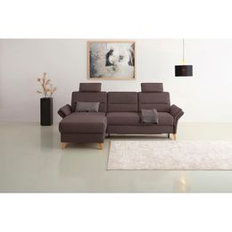 OTTO home Ecksofa &raquo;Westerland L-Form&laquo; Federkern-Polsterung, wahlweise mit Schlaffunktion, Bettkasten braun 98% Polyester 2% Polyamid B/H/T: 252cm x 