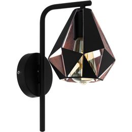 Eglo Wandleuchte &raquo;CARLTON 4 Wandlampe, IP20, Stahl, Wohnzimmerlampe, B&uuml;rolampe, Lampe&laquo; E27 Wandleuchte, L16 x H31,5 cm, schwarz, kupferfarben-antik, 