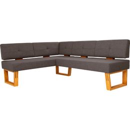 OTTO home Eckbank &raquo;Ponza Polsterbank, Esszimmerbank&laquo; mit Massivholzgestell, K&uuml;chenbank in tollen Farben, Breite 201x161 cm braun Stoff B/H/T: 201cm x 
