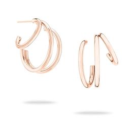 Echtzeit Damen Paar Creolen &raquo;Schmuck Geschenk Edelstahl Ohrringe Modern Lines&laquo; rosa 22mm, Edelstahl