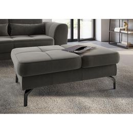 Sit & More sit&more Hocker &raquo;Bendigo&laquo; mit Klappfunktion, Bodenfreiheit 15 cm, wahlweise in 2 Fu&szlig;farben grau B/H/T: 114cm x 45cm x 71cm, Samtoptik,mit schwarzem 