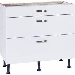 KOCHSTATION Unterschrank &raquo;KS-Cara&laquo; Breite 90 cm, mit Vollausz&uuml;gen und Soft-Close-Funktion wei&szlig; wei&szlig;, B/H/T: 90cm x 87cm x 58,4cm