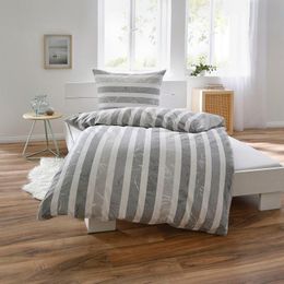 Dyckhoff Bettw&auml;sche &raquo;Blockstreifen&laquo; 2 Stk. aus Weichfrottier grau Frottee, Obermaterial: 75% Baumwolle, 25% Polyester B/L: 135cm x 200cm, 1 Stk., 1 Stk., 