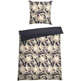Schiesser Wendebettw&auml;sche &raquo;Artistic aus weichem Baumwoll-Satin mit floralem Muster&laquo; 2 Stk. Made in Green beige Satin, Obermaterial: 100% Baumwolle B/L: 135cm x 